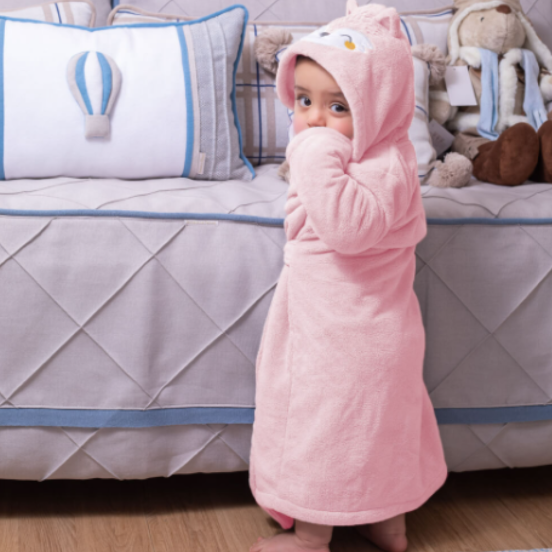 Roupão Laço Bebê Raposa Rosa - Tam 3 a 4 anos - Baby Buys Brasil