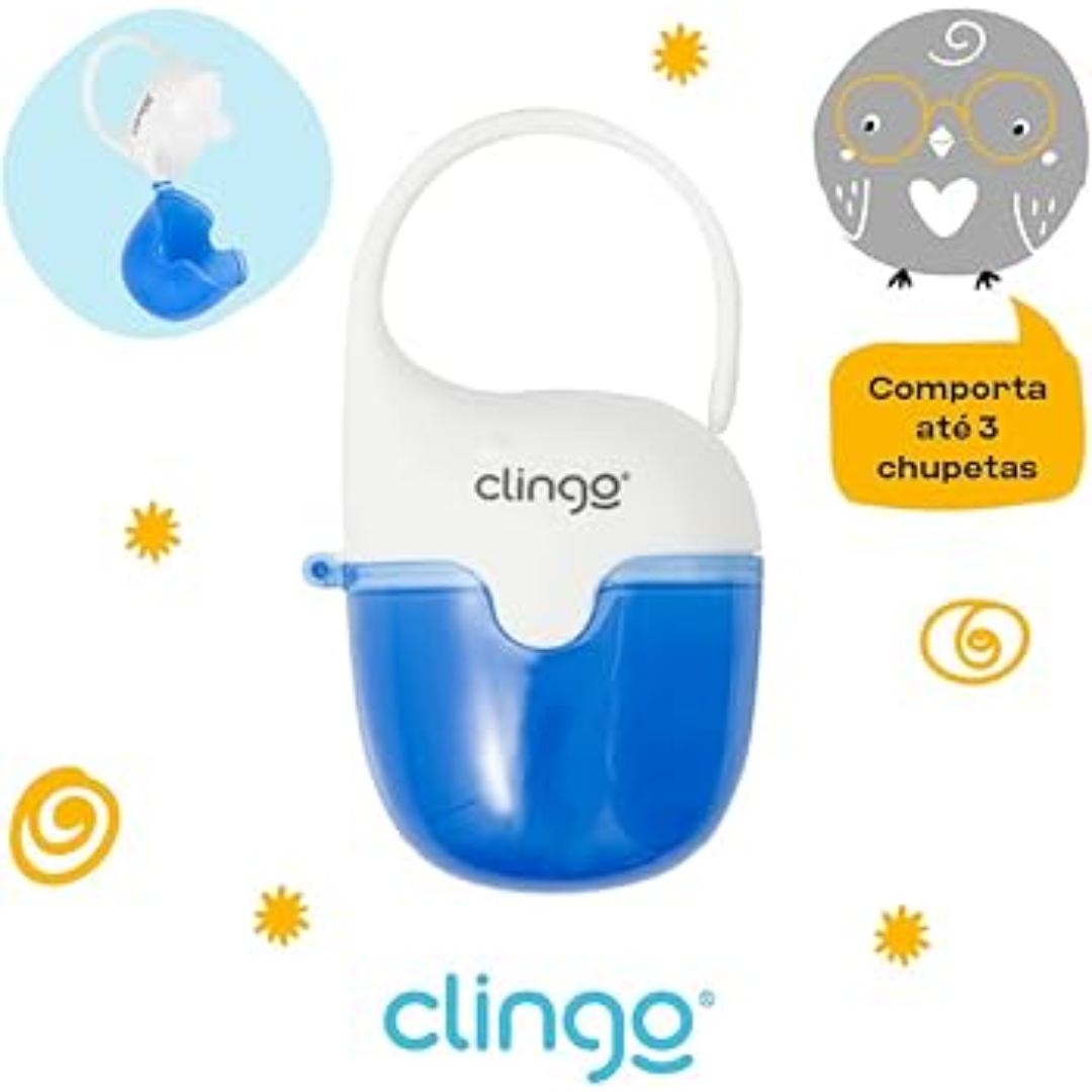 Porta Chupeta Baleia Colors Azul - Clingo - Baby Buys Brasil