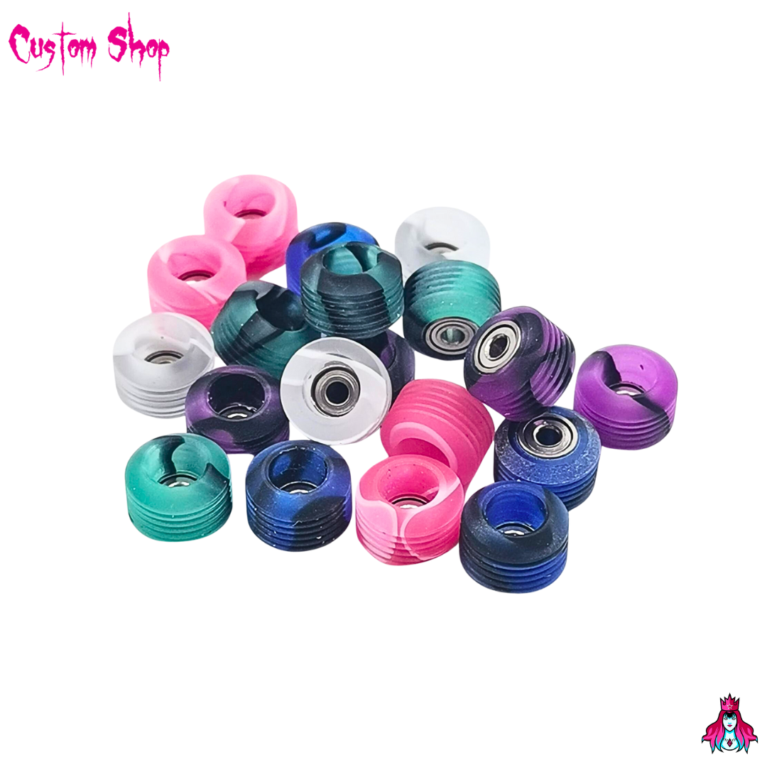 Kit de Rodas marca *Custom* modelo ''Tiger Tooth'' C/ Ranhuras (7.0x4.5mm) Swirl Dureza (Shore ...