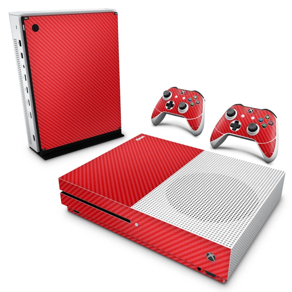 Xbox One Slim Skin - Fibra de Carbono Vermelho - Pop Arte Skins Atacado