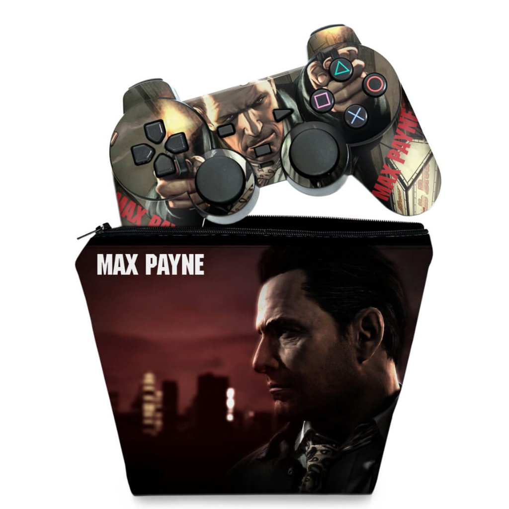 KIT Capa Case e Skin PS2 Controle - Max Payne - Pop Arte Skins Atacado