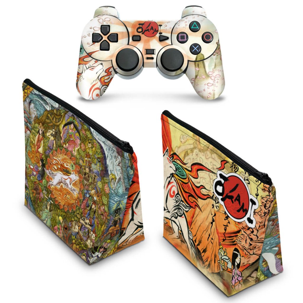 KIT Capa Case e Skin PS2 Controle - Okami - Pop Arte Skins Atacado