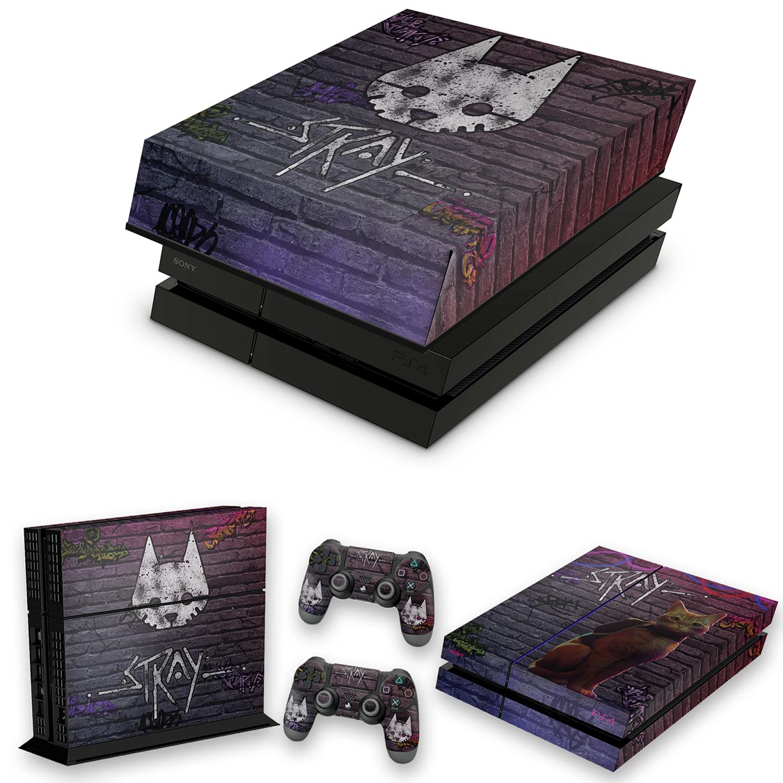 KIT PS4 Fat Skin e Capa Anti Poeira - Stray - Pop Arte Skins Atacado