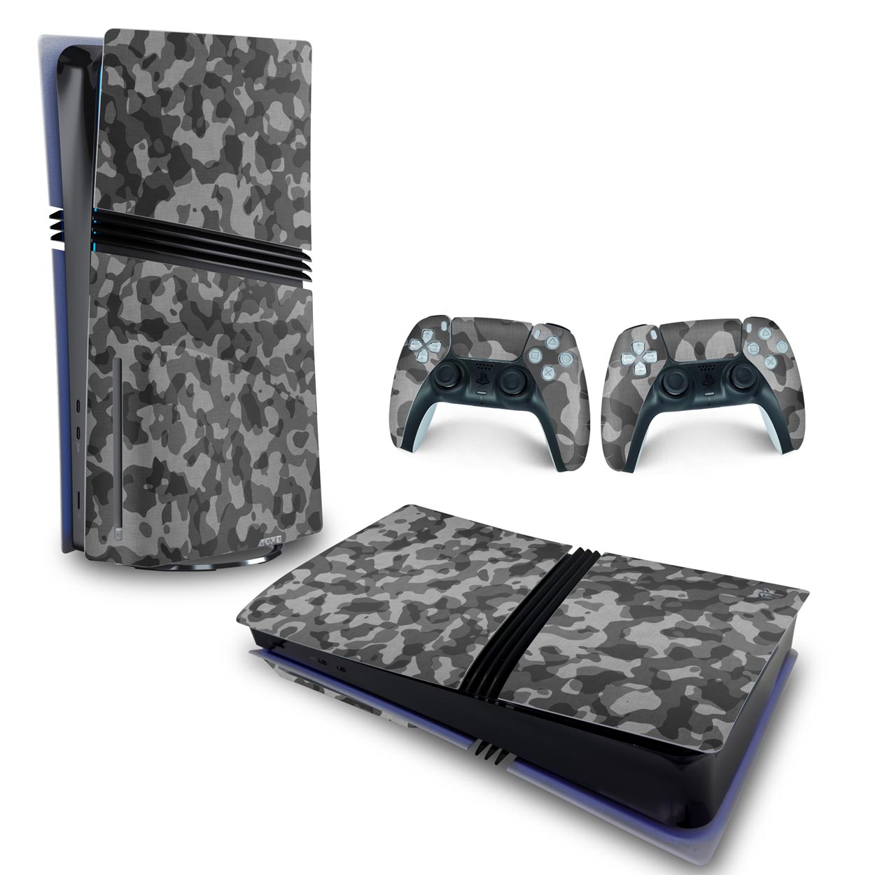 Skin PS5 Pro Horizontal - Camuflado Cinza - Pop Arte Skins Atacado