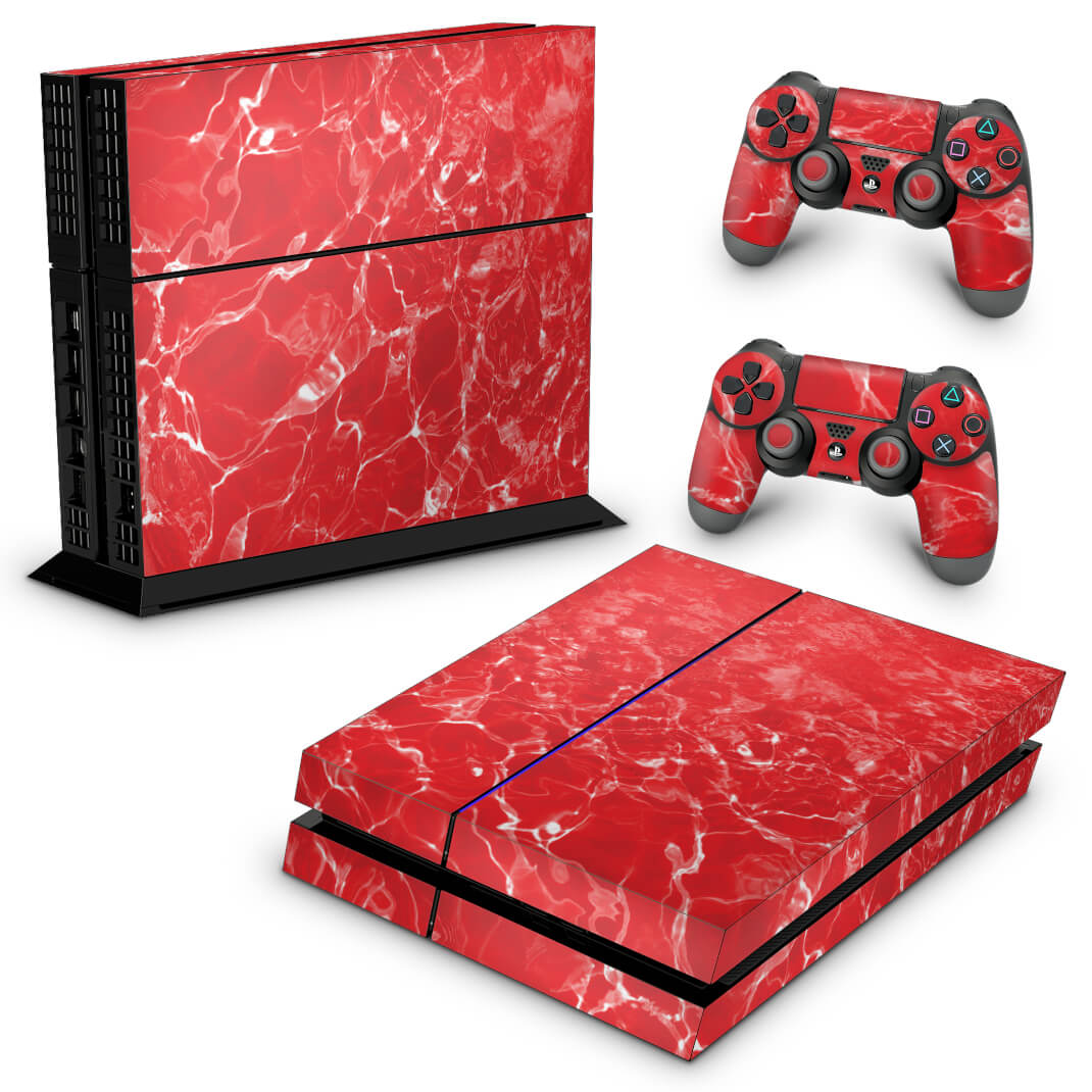 Ps4 Fat Skin - Aquático Água Vermelha - Pop Arte Skins Atacado