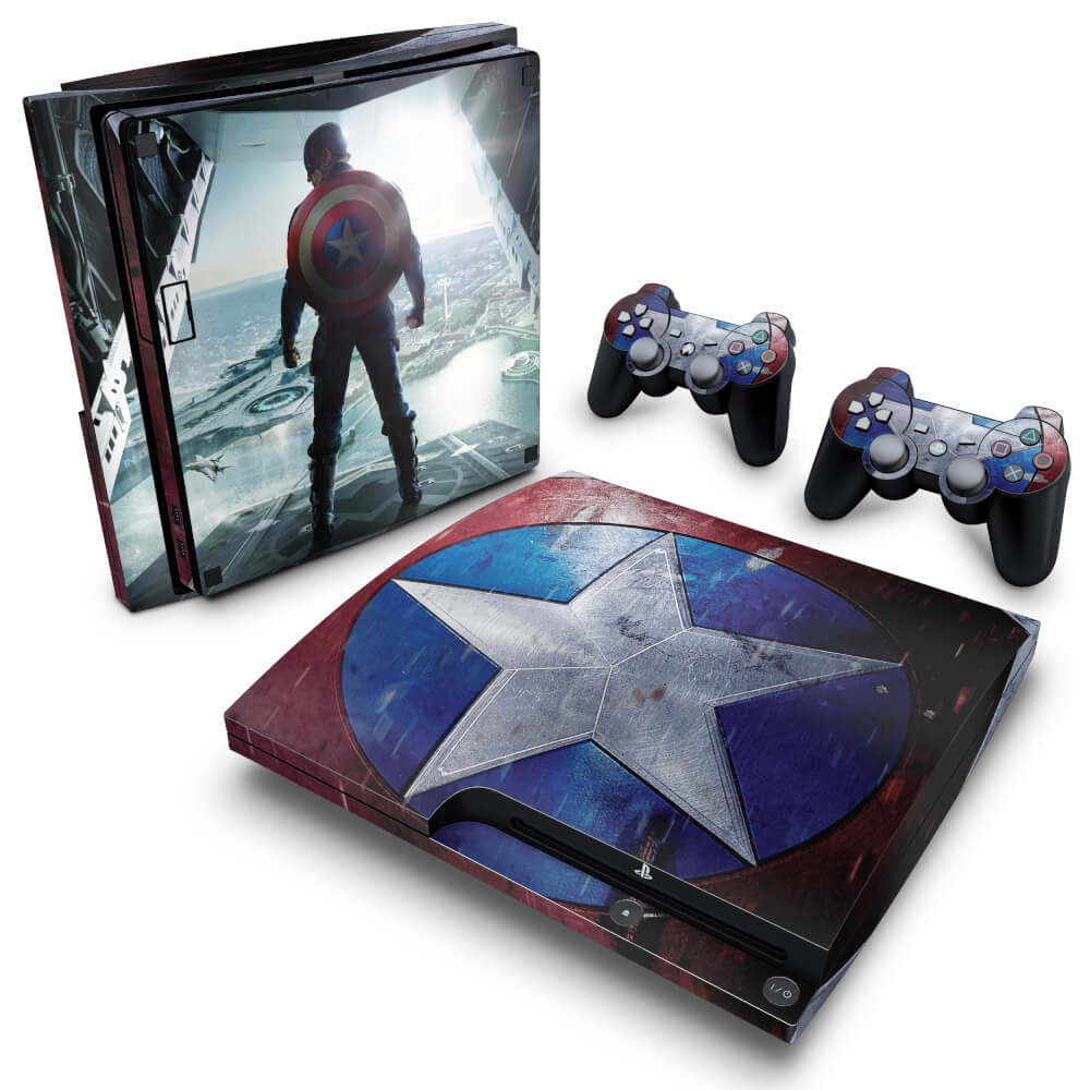 PS3 Slim Skin - Capitao America #A - Pop Arte Skins Atacado