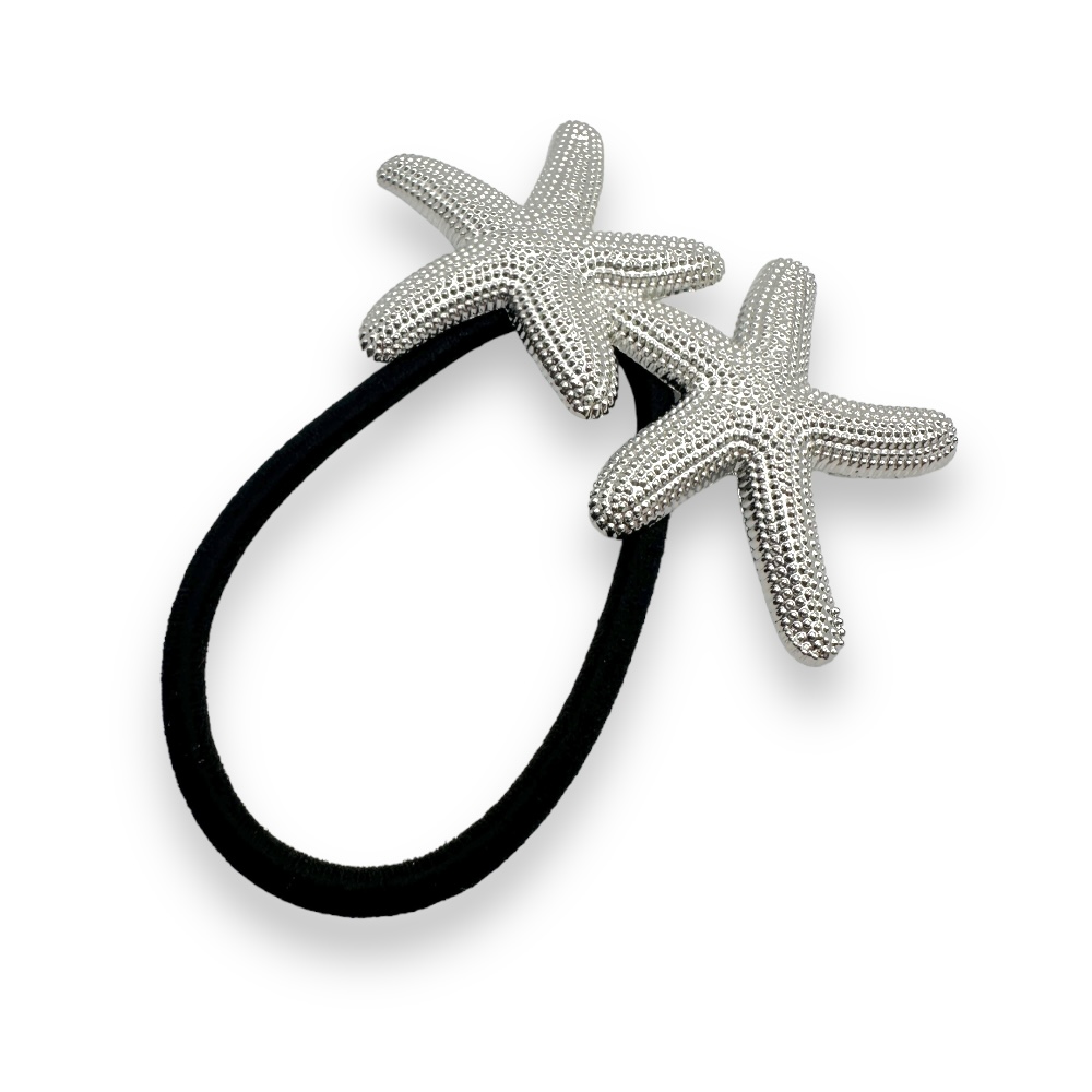 Elástico de cabelo com estrelas do mar de metal prateadas - Due Buzzi ...