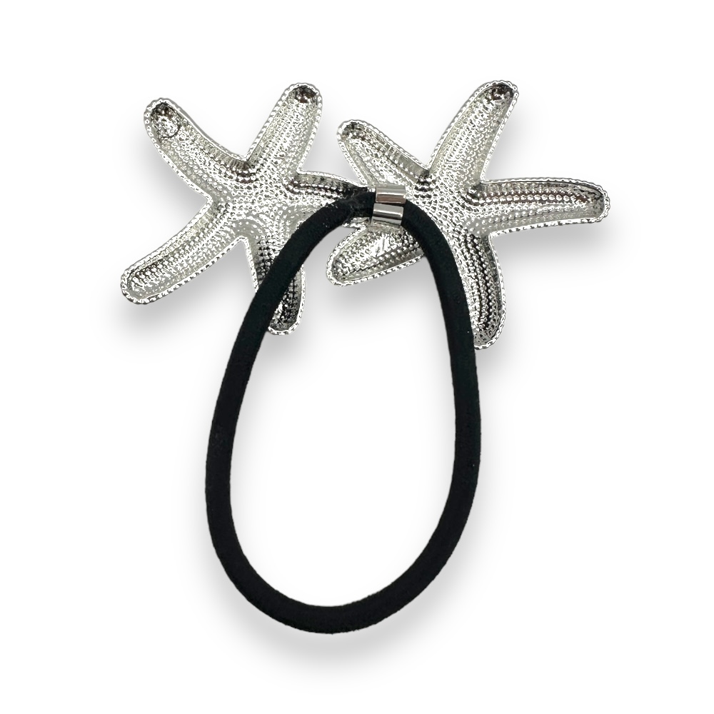 Elástico de cabelo com estrelas do mar de metal prateadas - Due Buzzi ...