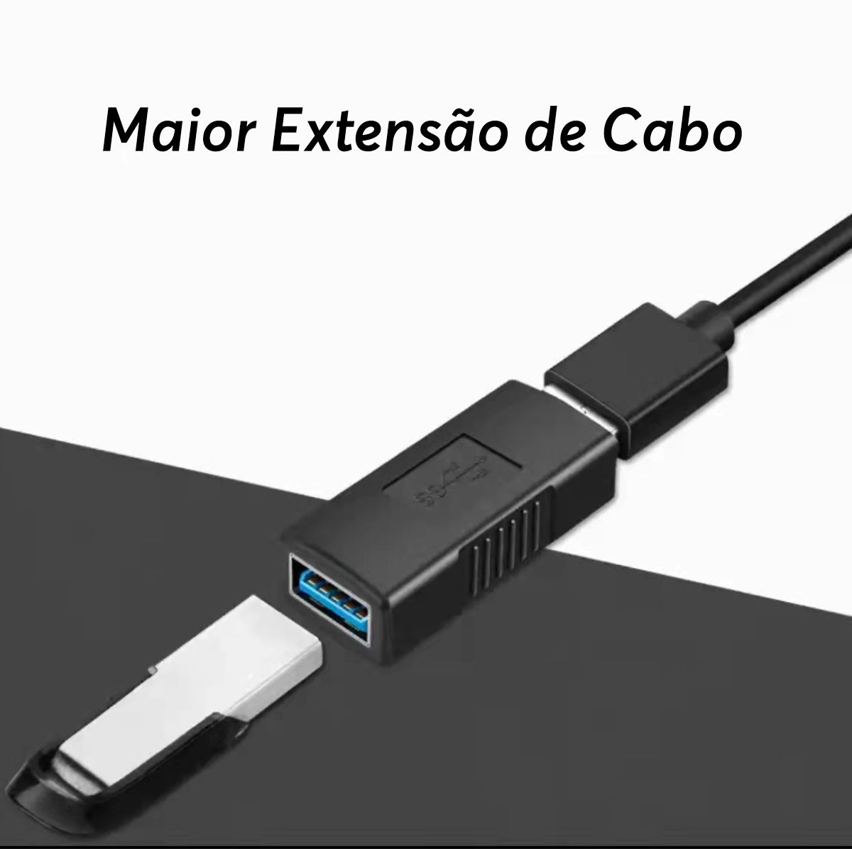 Adaptador Emenda USB 3.0 Fêmea X Fêmea Alongar Cabo Prolongador Junção ...