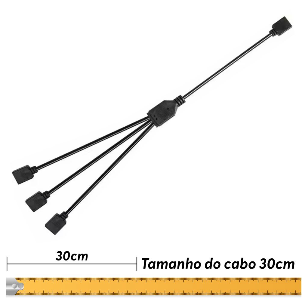 Cabo Divisor RGB 1 para 3 12V 4 Pinos RGB 30cm – Extensor Fan Led ...