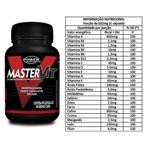 MASTER VIT 90 CÁPSULAS - POWER SUPPLEMENTS - Empório do Atleta