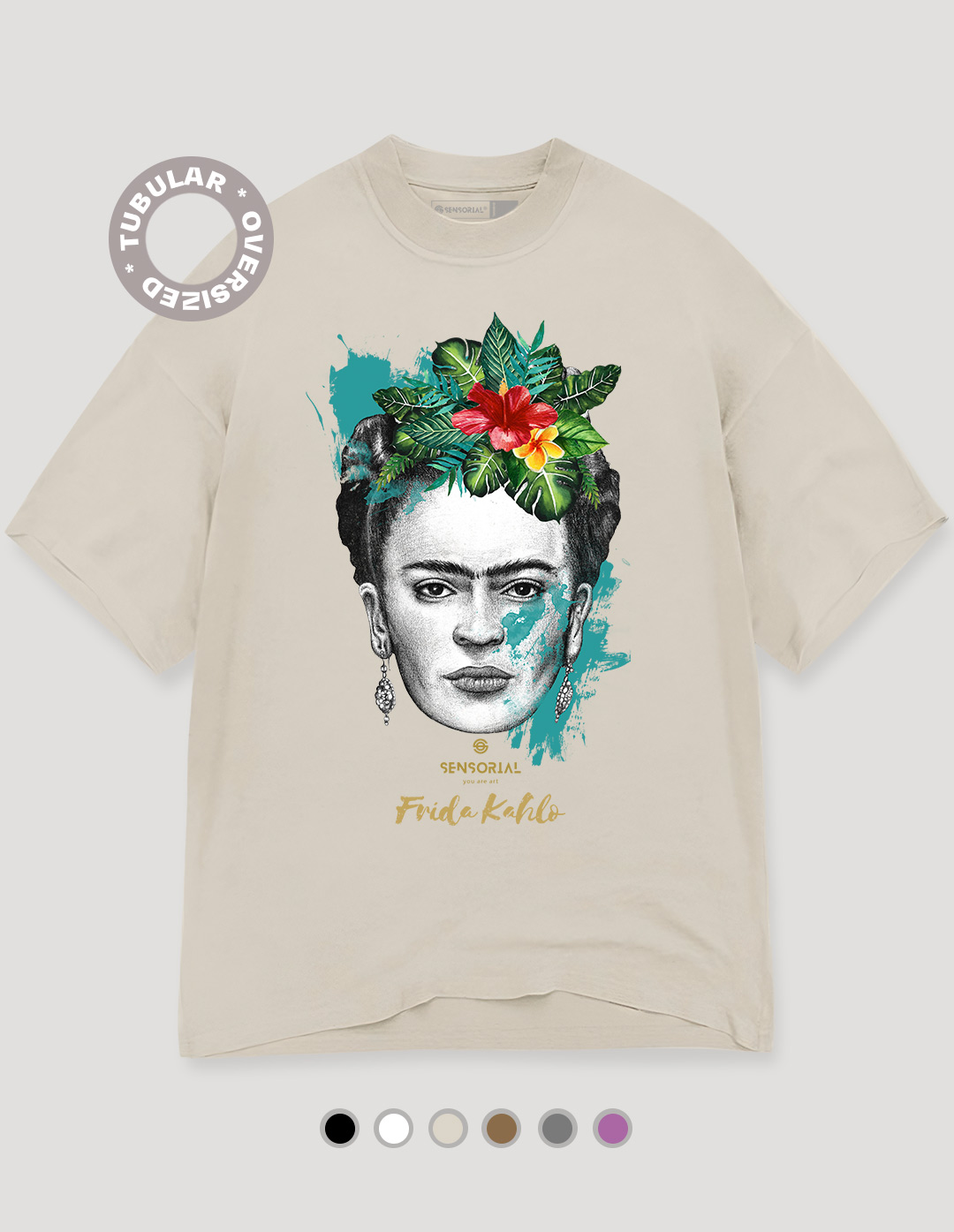 Camiseta Oversized Tubular Frida Kahlo - Sensorial, camisetas exclusivas, compre online