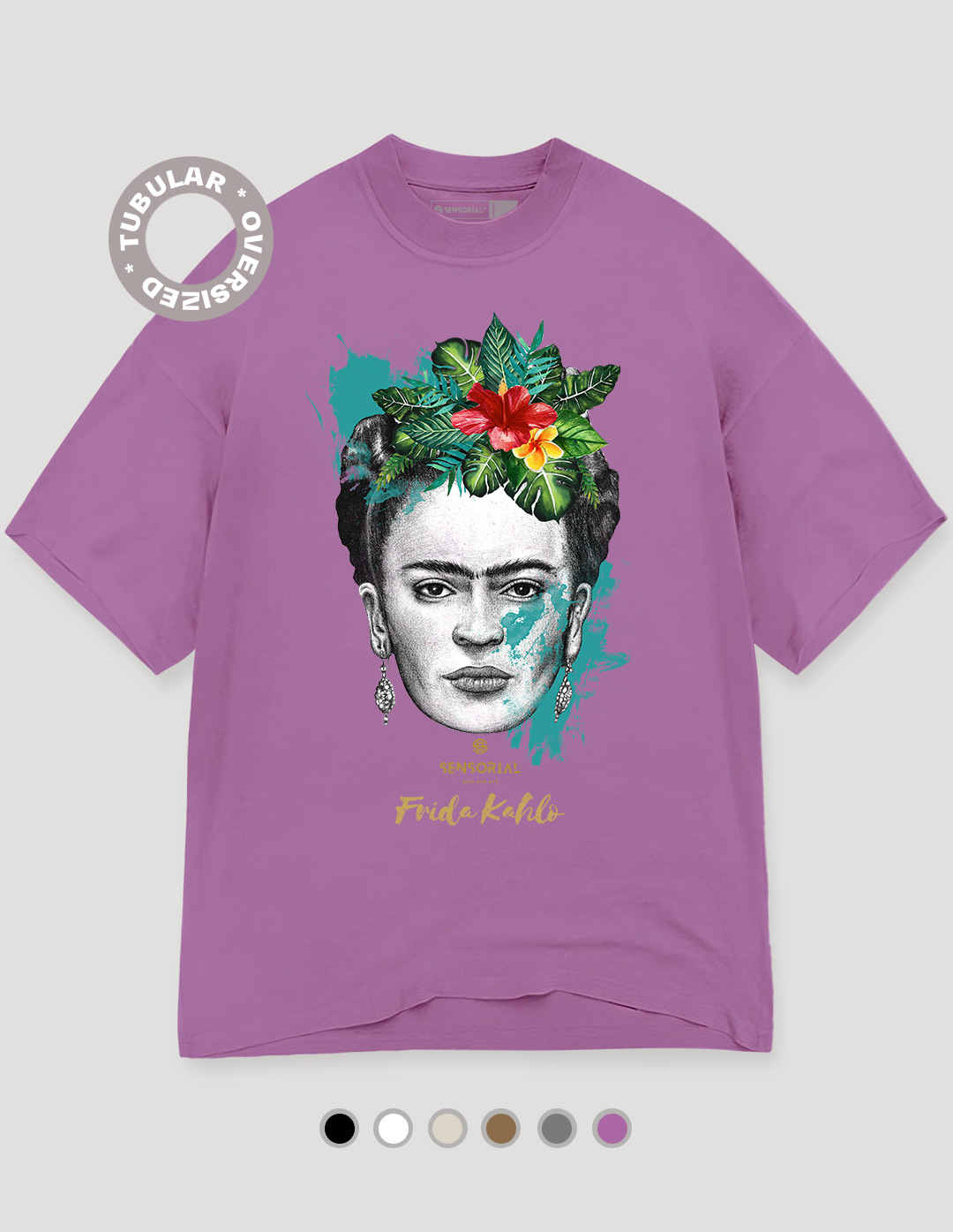 Camiseta Oversized Tubular Frida Kahlo - Sensorial, camisetas exclusivas, compre online