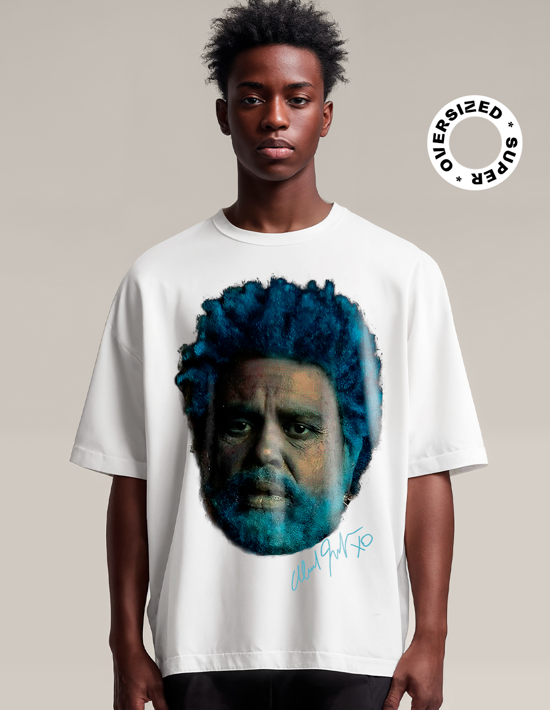 Camiseta Oversized Super The Weeknd XO Blue Portrait - Sensorial ...