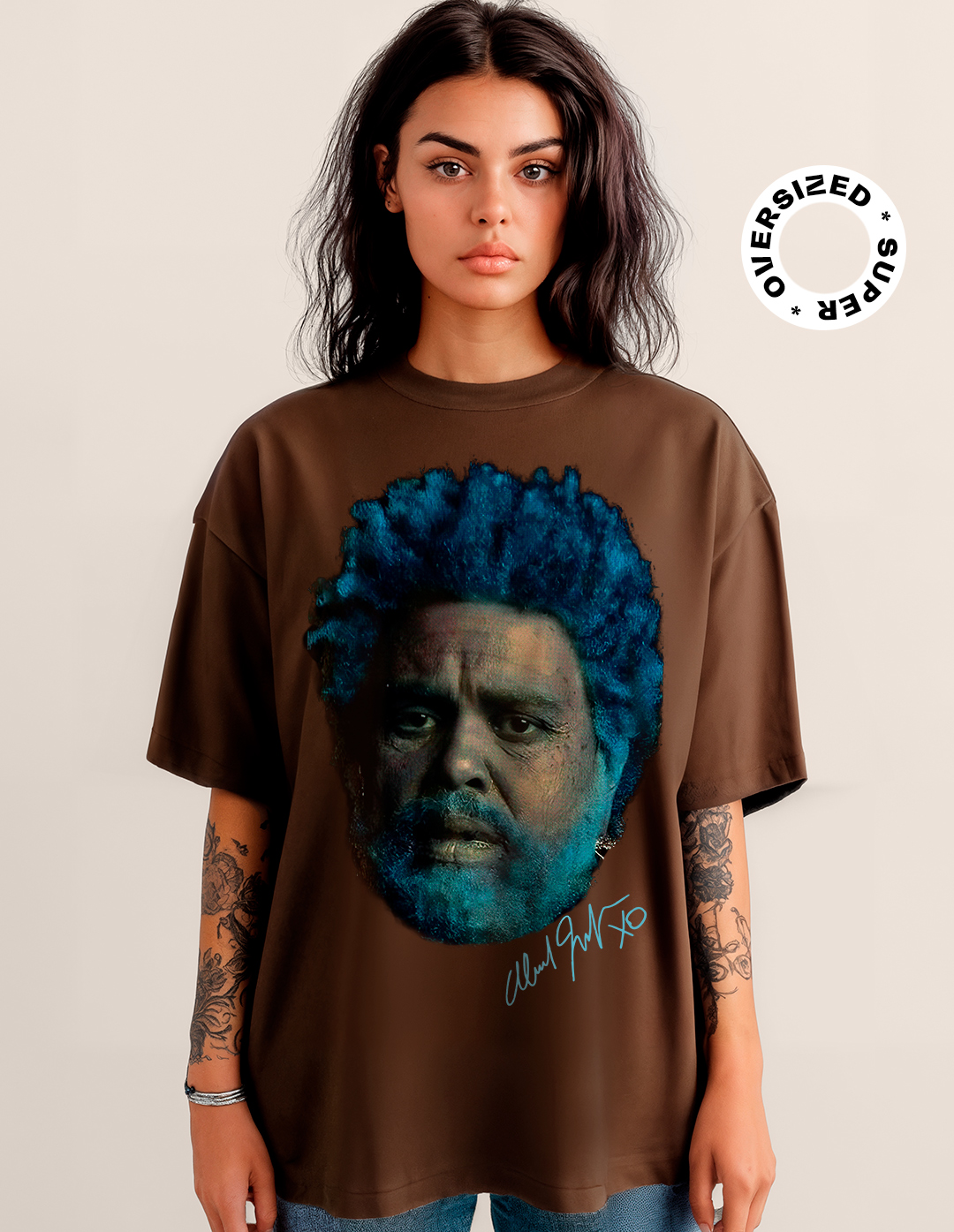 Camiseta Oversized Super The Weeknd XO Blue Portrait - Sensorial ...