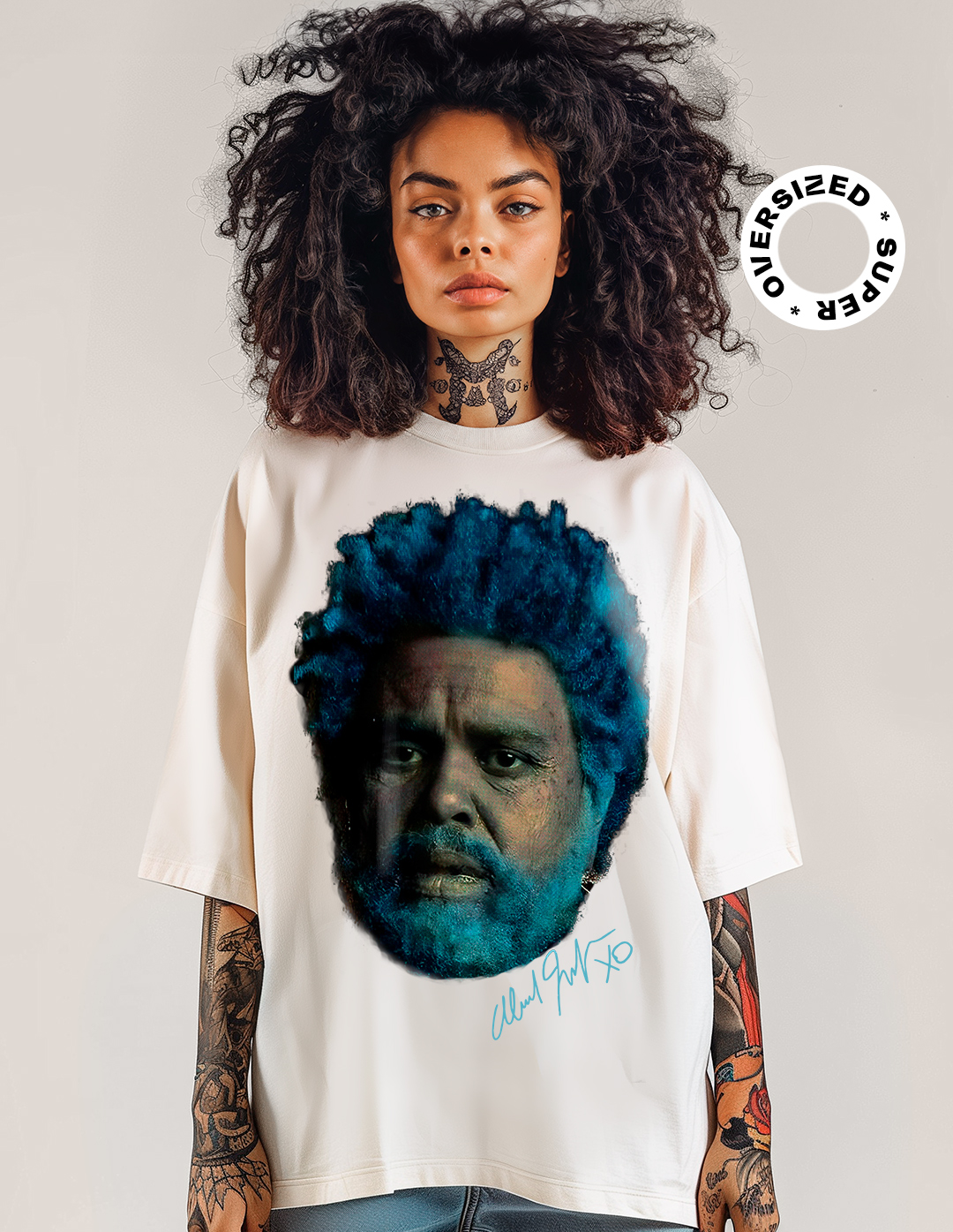 Camiseta Oversized Super The Weeknd XO Blue Portrait - Sensorial ...