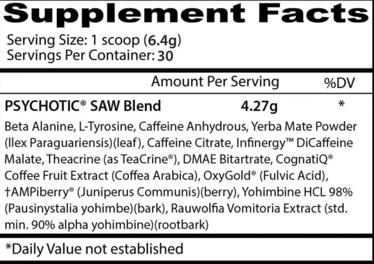 PSYCOTHIC SAW 30 DOSES FRUIT PUNCH - INSANE LABZ - C&B NUTRITION