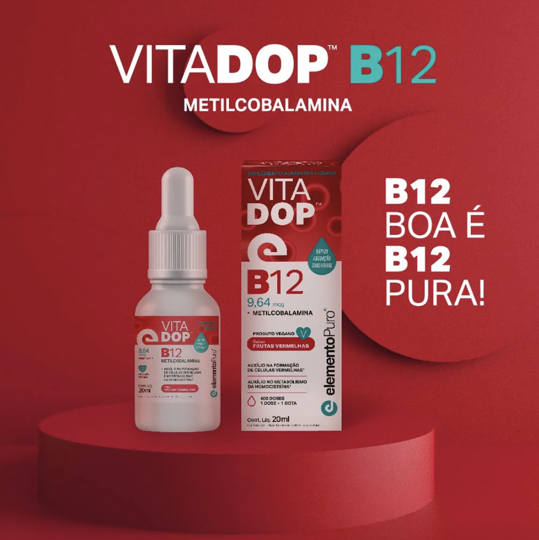 VITADOP B12 EM GOTAS FRUTAS VERMELHAS 20 ML - ELEMENTO PURO - C&B NUTRITION