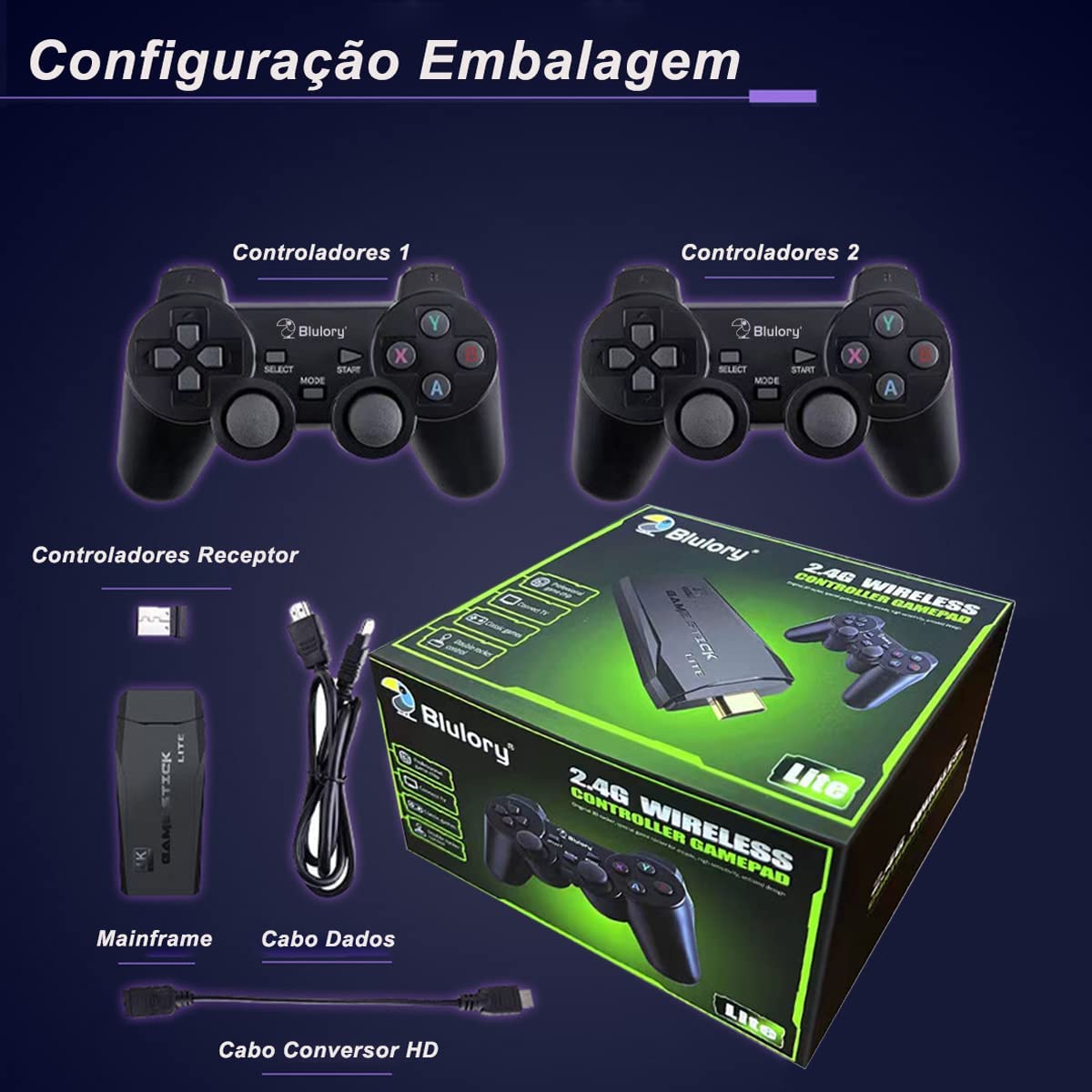 Vídeo Game Stick Box 4k Lite 2 Controles Sem Fio 10 Mil Jogos Novo ...
