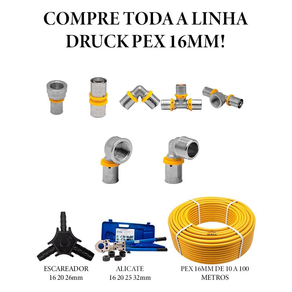 União Conexão Reta Tubo Pex Multicamadas 16x1/2" Gás Druck - A ...