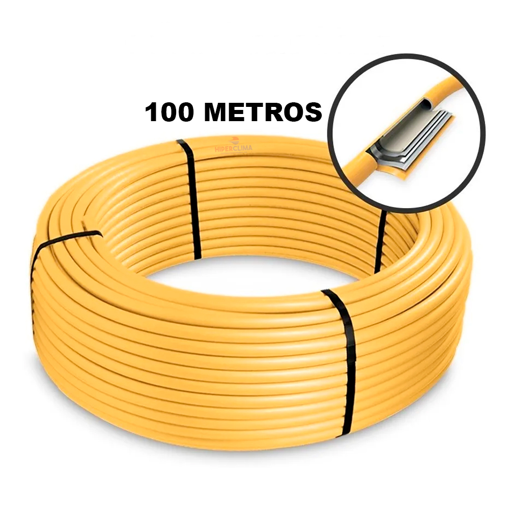 Tubo Pex 20mm Rolo Com 100 Metros Multicamadas Para Gás Amarelo Druck ...