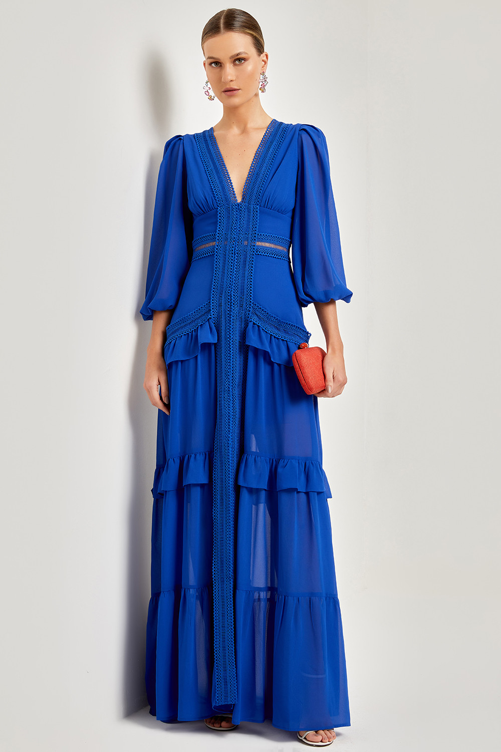 Vestido Longo com Fenda e Babados | Ave Rara, Dolps, Graf - Garden Store | Vestidos de Festa ...