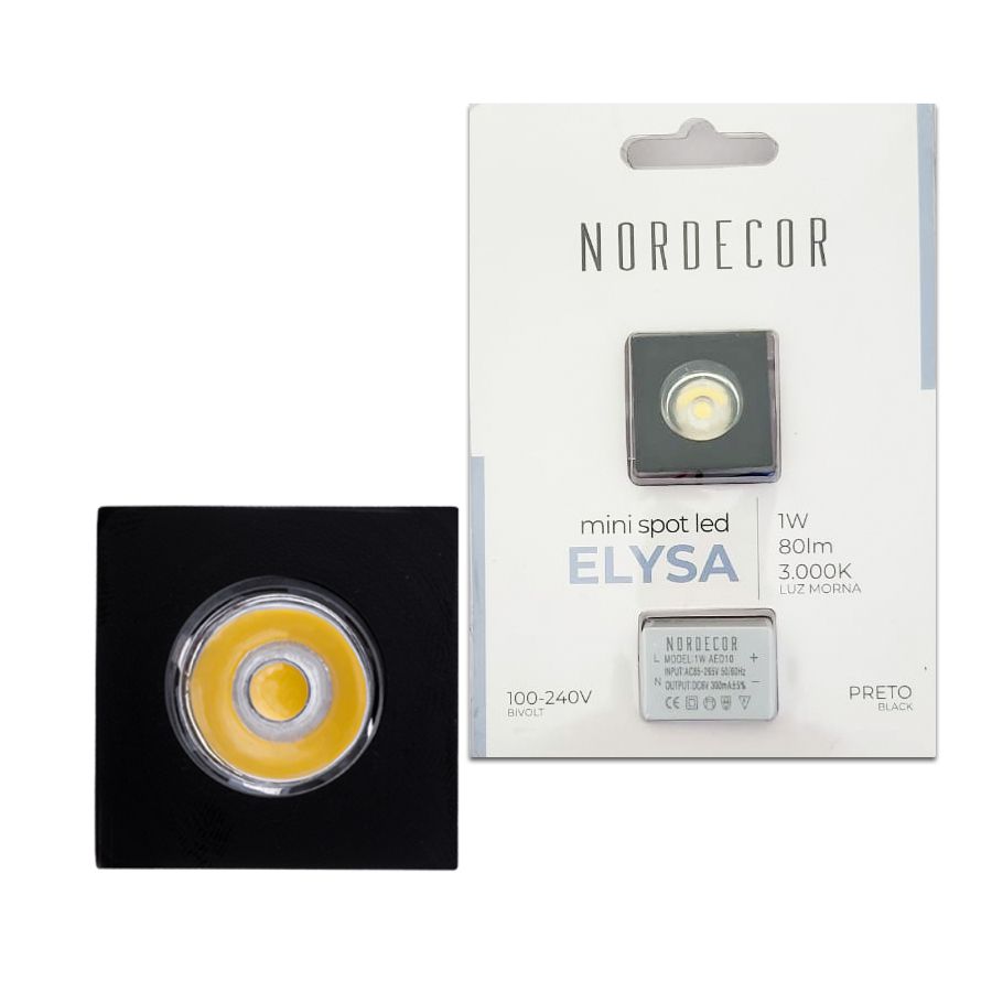 Mini Spot Led De Embutir 1w Quadrado Preto Elysa Nordecor - Led Casa ...
