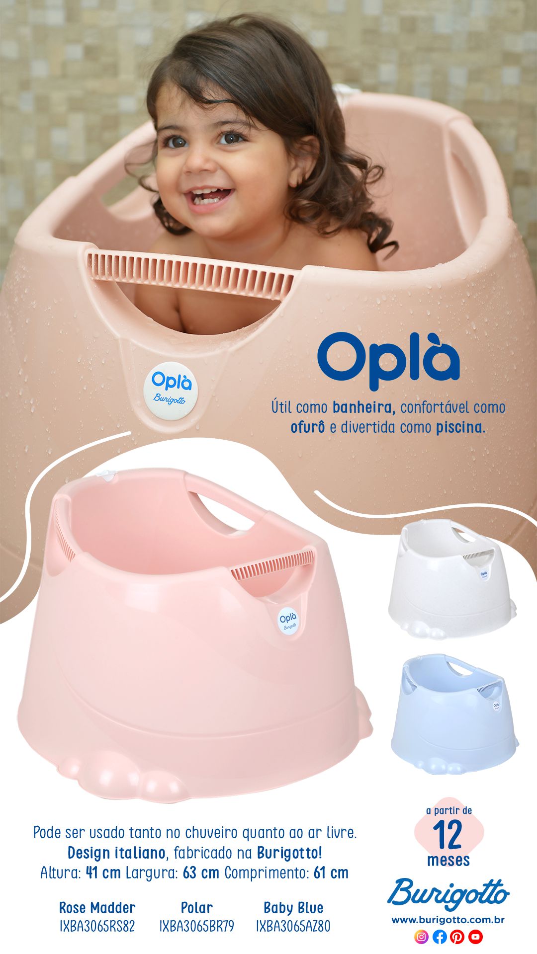 Banheira Ofurô Bebe Infantil Criança Opla Burigotto - Baby Lover