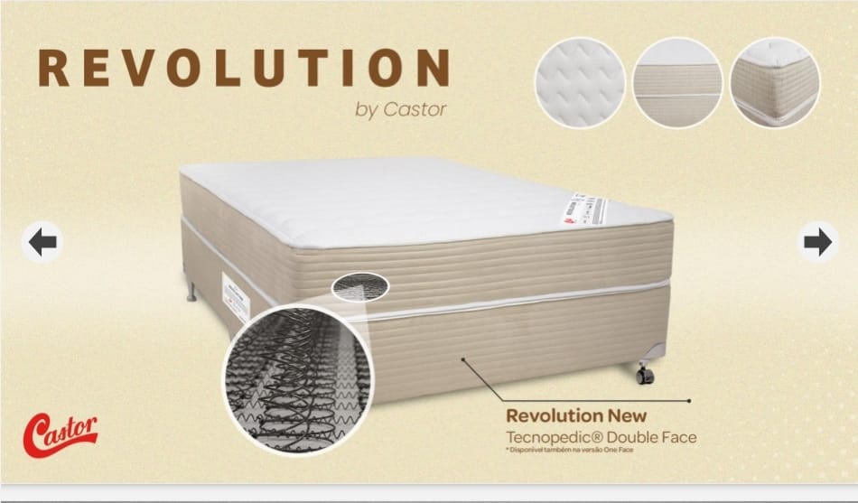 Cama Box + Colchão Castor Revolution New Tecnopedic One Face - Loja de Colchão ZabottoColchões