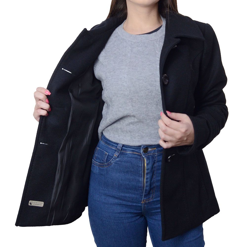 Casaco Feminino Peleteria Cordeiro Caban Slim Preto - 23031 - Estrela ...