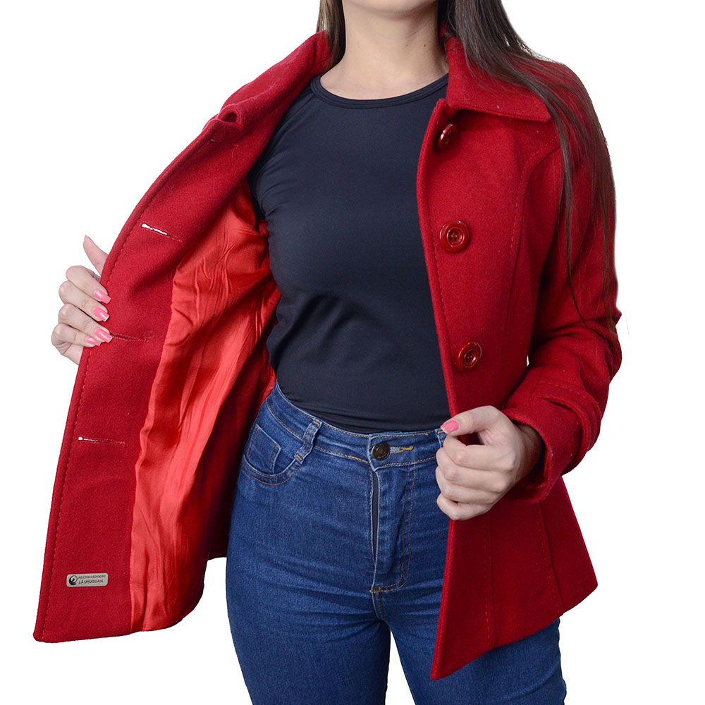 Casaco Feminino Peleteria Cordeiro Caban Slim Vermelho 230 - Estrela ...