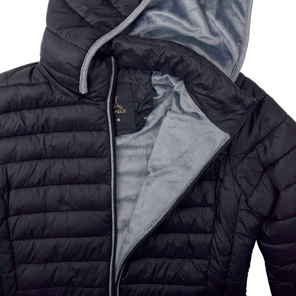 Jaqueta Feminina Alpelo Fake Down Peluciada Preta - 200257 - Estrela Mix | Um Mix dos Melhores ...