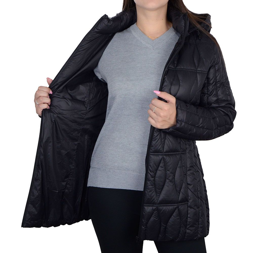 Jaqueta Feminina Alpelo Plumas Longa Preta - 40500149 - Estrela Mix | Um Mix dos Melhores Produtos