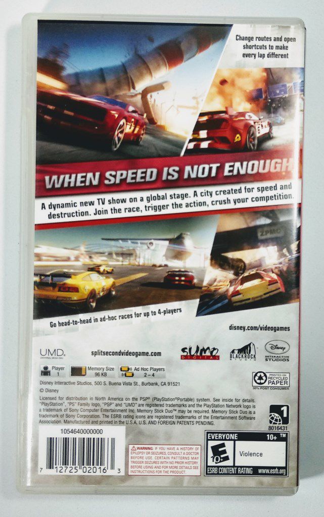 Jogo Split/Second Original - PSP - Sebo dos Games - Games Antigos e ...