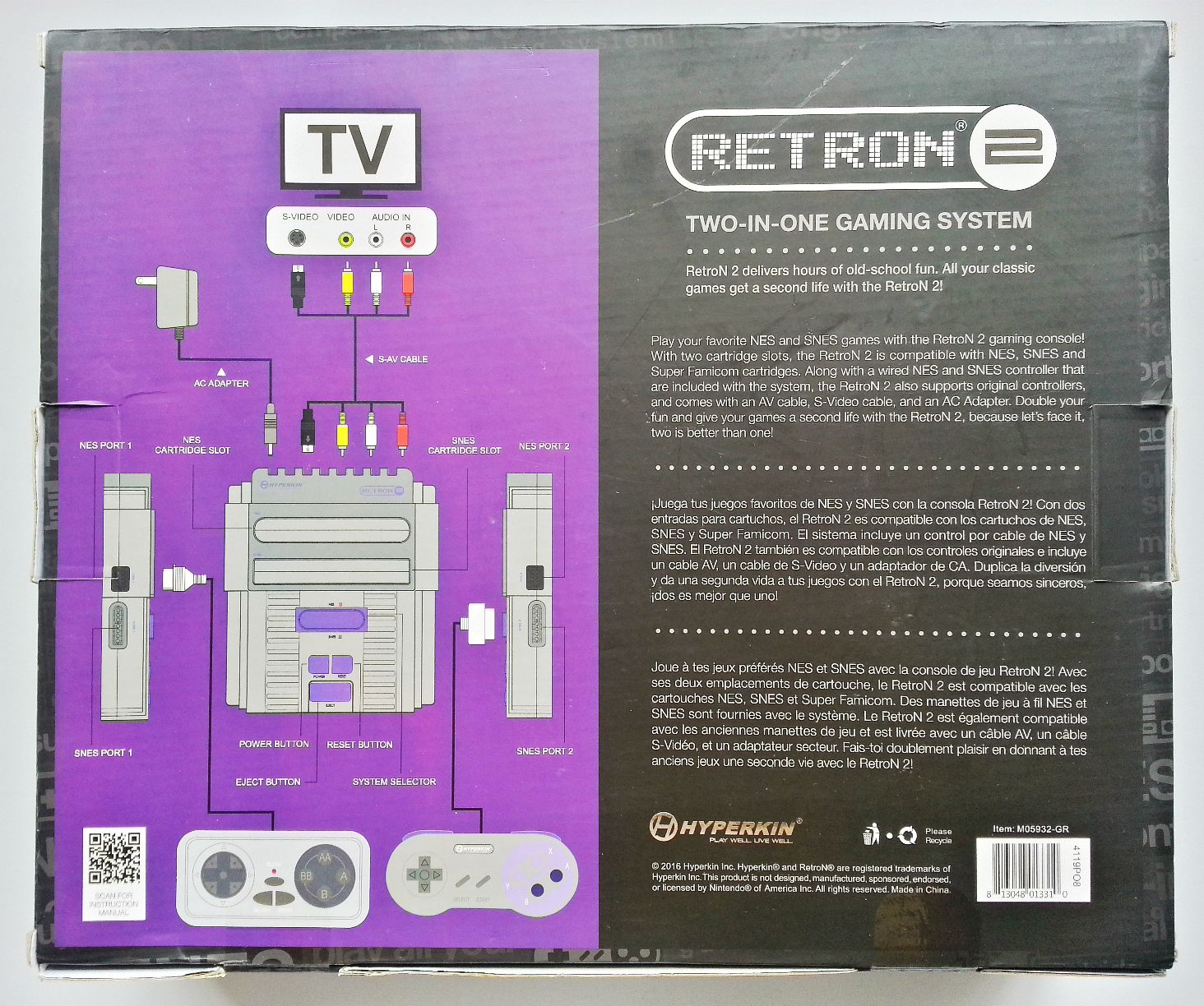 Console Retron 2 Hyperkin (Multi sistema NES e SNES) - Sebo dos Games ...