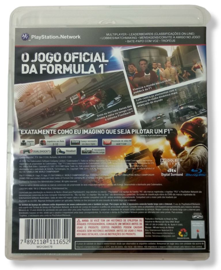 Jogo F1 2010 - PS3 - Sebo dos Games - Games Antigos e Usados dos Atari ...