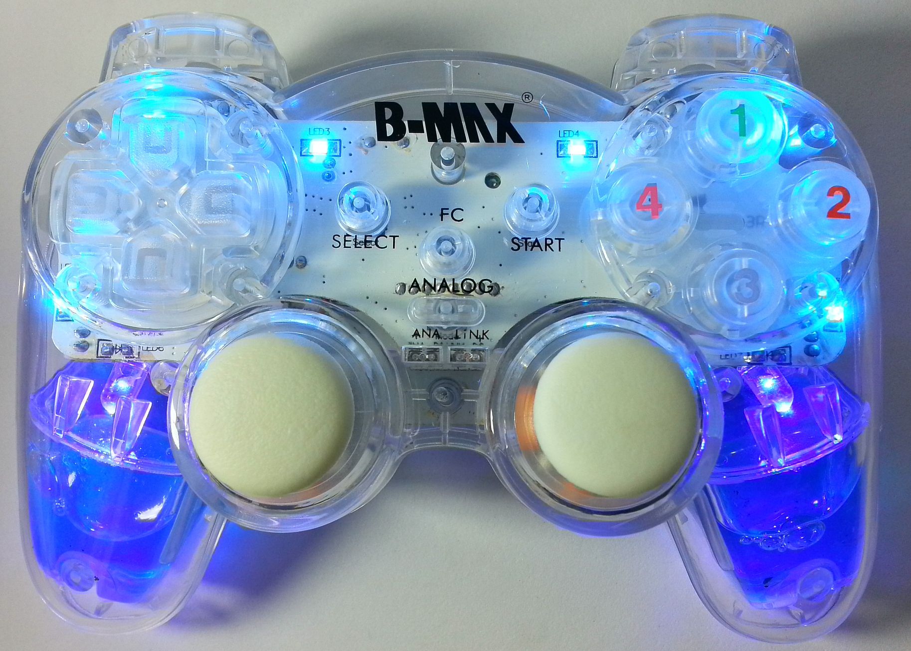 Controle sem Fio B-MAX transparente LED Acqua - PS1/ PS2 - Sebo dos ...