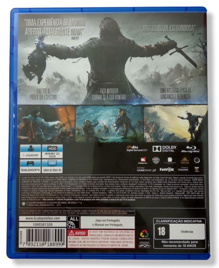 Jogo Terra-Média Sombras de Mordor - PS4 - Sebo dos Games - Games ...