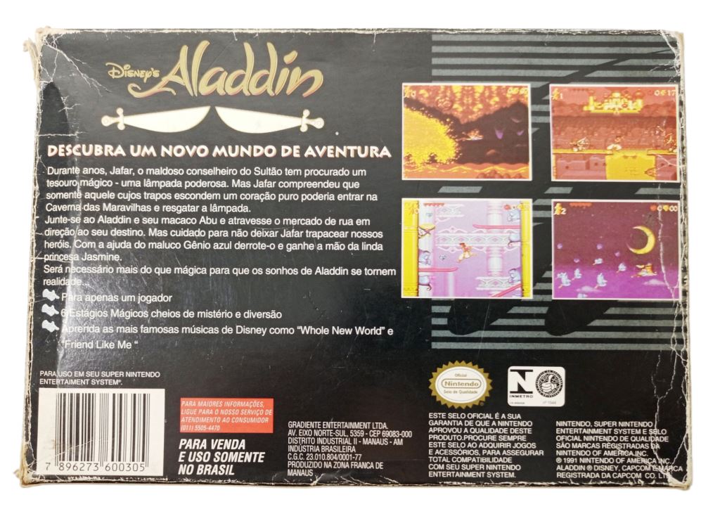 Jogo Disney Aladdin Original - SNES - Sebo dos Games - Games Antigos e ...