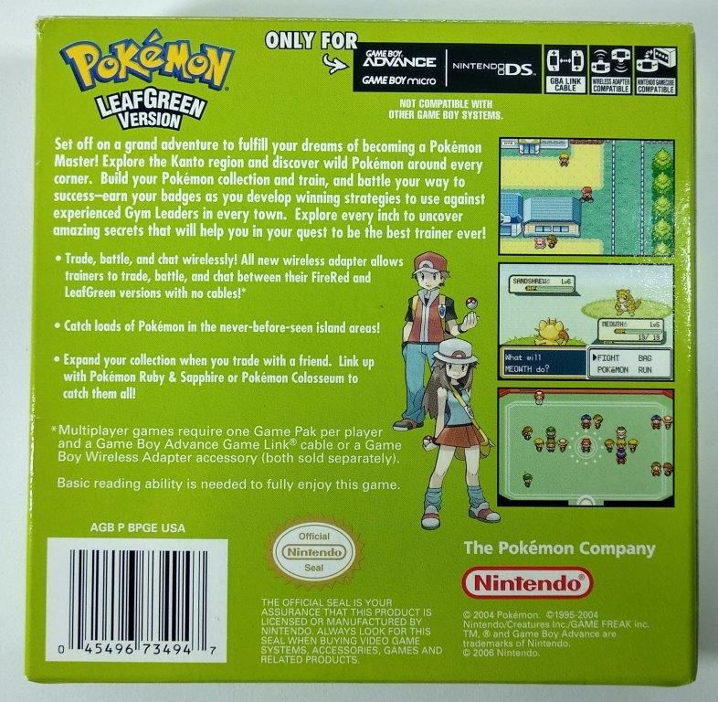 Pokemon Leafgreen version ORIGINAL - GBA - Sebo dos Games - Games Antigos e Usados dos Atari ao ...