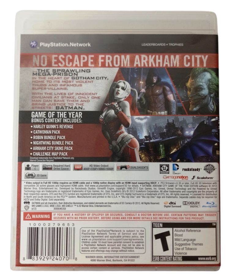 Jogo Batman Arkham City game of the Year edition - PS3 - Sebo dos Games ...