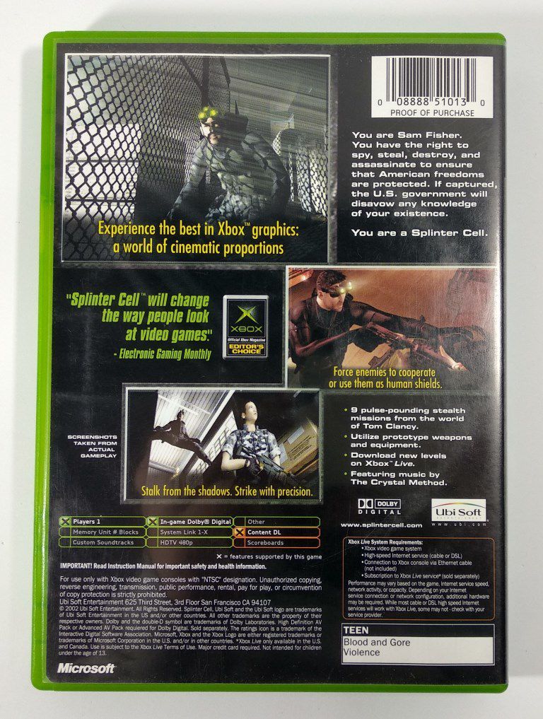 Splinter Cell Original - Xbox Clássico - Sebo dos Games - Games Antigos ...