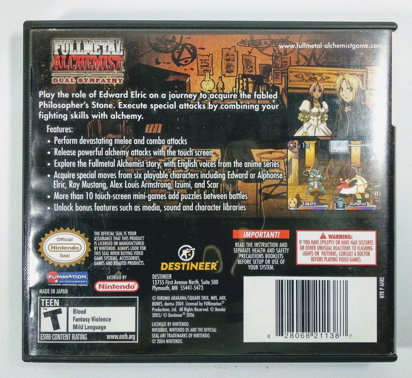 Jogo Fullmetal Alchemist Dual Sympathy Original - DS - Sebo dos Games ...