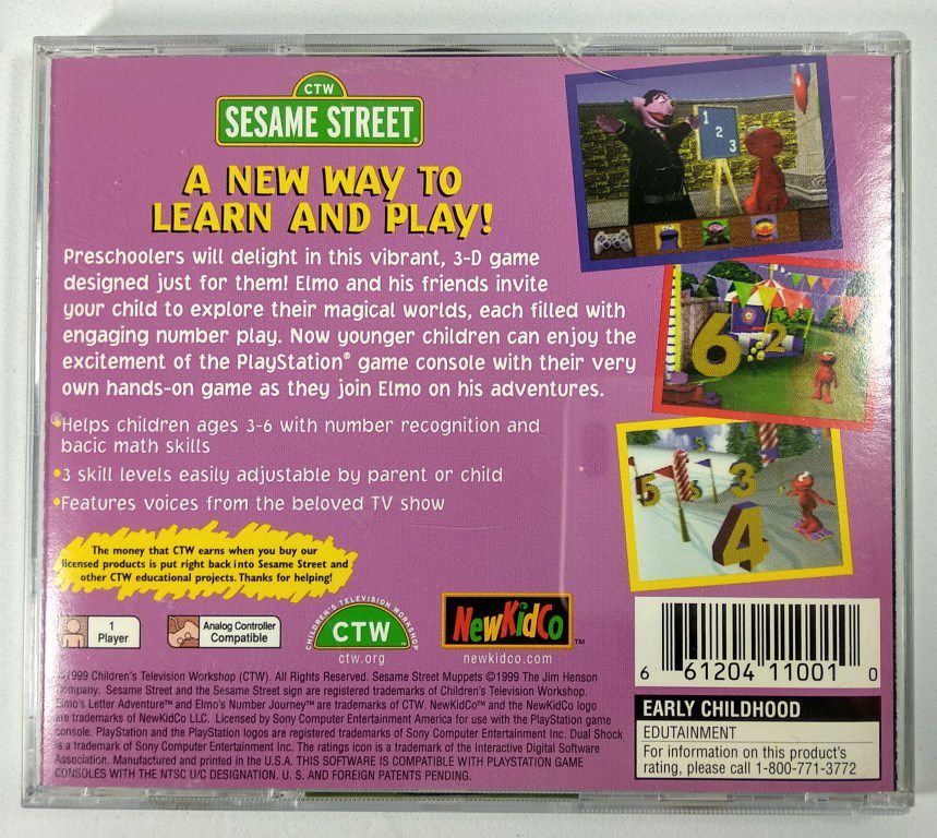 Jogo Sesame Street Elmos Number Journey Original - PS1 ONE - Sebo dos Games - Games Antigos e ...