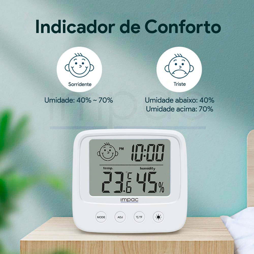 Termohigrômetro Digital de Parede ou Mesa IP-TH01 - Impac Loja Virtual ...