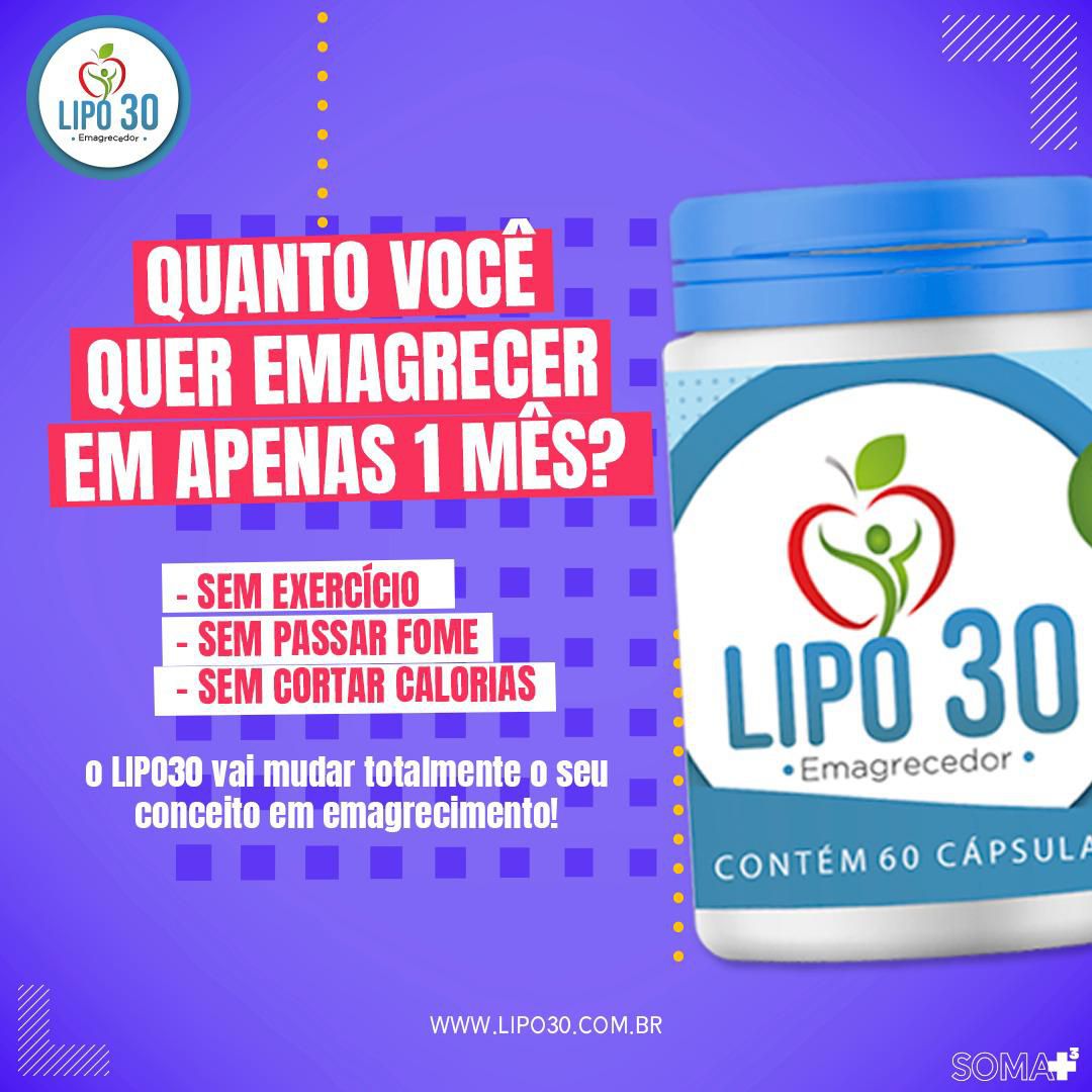 1 - Lipo 30 - 60 Cápsulas - Fit em 30 - Suplementos e Vitaminas