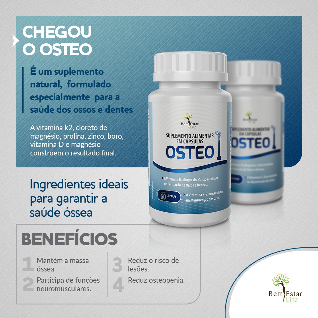 Osteo 60 Cápsulas - Classe Bem Estar - Vitaminas e Suplementos, pele ...