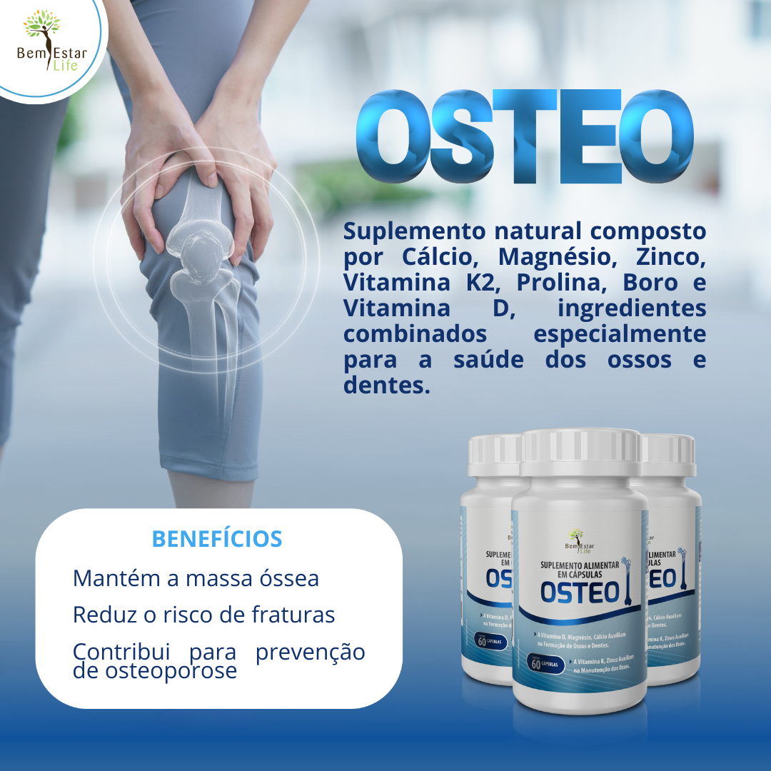 Osteo 60 Cápsulas - Classe Bem Estar - Vitaminas e Suplementos, pele ...