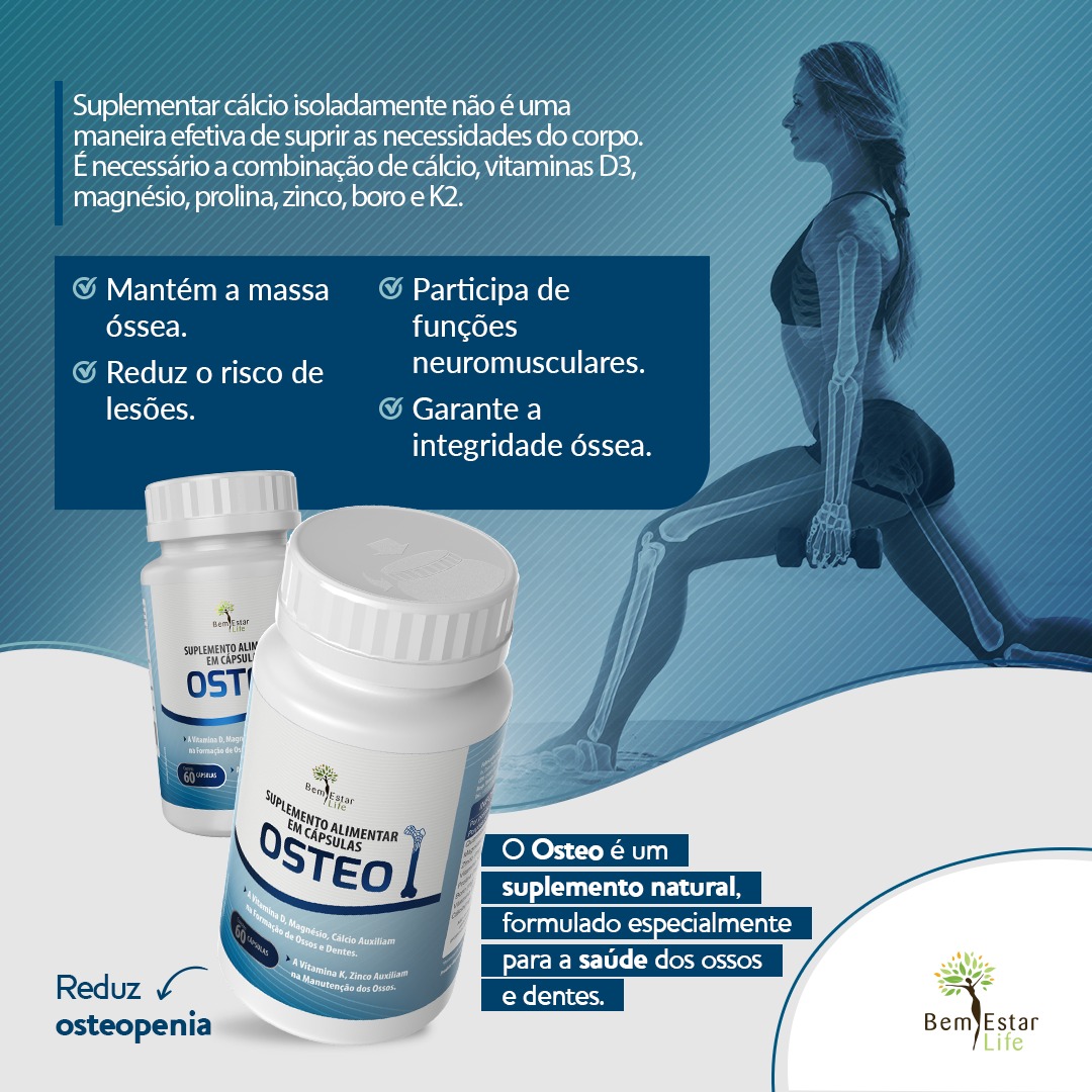 Osteo 60 Cápsulas - Classe Bem Estar - Vitaminas e Suplementos, pele ...