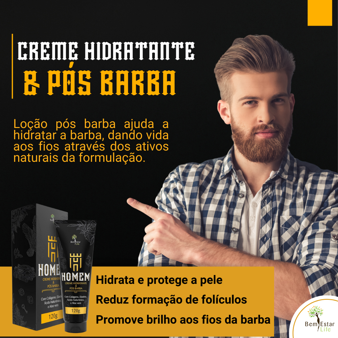 Creme Hidratante E Pós Barba Homem Classe Bem Estar Vitaminas E Suplementos Pele Cabelos E